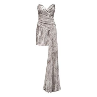 Elisabetta Franchi Georgette-Kleid mit Organza-R&uuml;schen - - Dresses - Damen - Beige - M