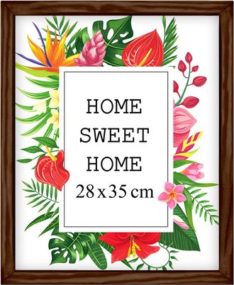 MG Design Braun Bilderrahmen 28 x 35 cm - Aus echtem Holz mit Acrylglas, zum Aufhängen & Aufstellen, für Fotos, Poster & Puzzle