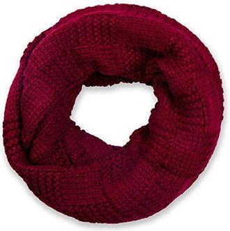 styleBREAKER écharpe loop tricotée avec motif patenté, mailles fines unies, écharpe dhiver, unisexe 01018152, couleur:Bordeaux-rouge