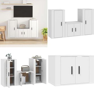 vidaXL Vidaxl - 3-tlg. TV-Schrank-Set Wei&szlig; Holzwerkstoff - TV-Schrank - Holzwerkstoff M&ouml;bel - Wei&szlig;er TV-Stand - Wandmontierter TV-Schrank - Wohnzimmer