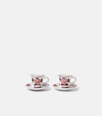 Cabana Set de 2 tasses &agrave; espresso et soucoupes en c&eacute;ramique