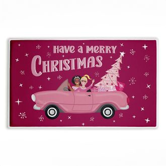 Stupell Industries Darlene Seale Midcentury Pink Christmas Printed Plush Bathroom Floor Mat, Design by Darlene Seale, 30 x 0,8 x 18 cm