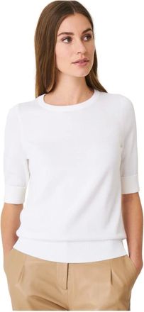 Repeat Femme, Pulls, Blanc, Taille: 38 FR Pull &agrave; Manches Courtes en Maille Fine M&eacute;lange de Coton