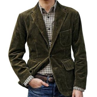 Generico Blazer rétro en velours côtelé décontracté avec poches et veste en velours côtelé pour homme Coupe droite Automne Veste en velours côtelé pour homme, 