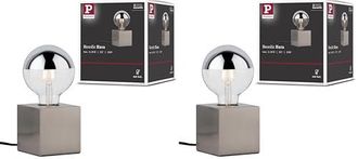Paulmann 79730 Tischleuchte Kura max. 20 Watt Nachttischlampe Eisen geb&uuml;rstet Tischlampe ohne Leuchtmittel Metall E27 (Packung mit 2)