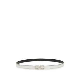 Ferragamo Femme, Accessoires, Gris, Taille: 75 CM Ceinture &agrave; boucle Gancini argent&eacute;e
