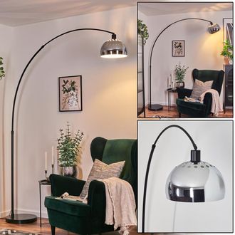 HOFSTEIN Stehleuchte Baloca, Stehlampe aus Metall in Schwarz/Chrom/Rauch/Wei&szlig; mit Marmorfu&szlig;, verstellbare Leuchte im Retro/Vintage-Design, mit Lichteffekt u. F