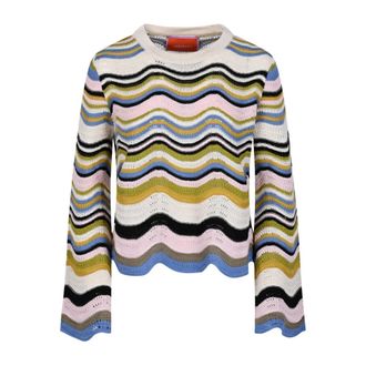 La DoubleJ Chevron Crop Pullover - - Knitwear - Damen - Mehrfarbig - M