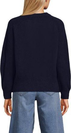Lands End Wool Touch Cardigan mit Rundausschnitt, Damen, Gr&ouml;&szlig;e:48-50 regular, Blau, by Lands End