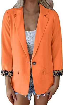 Generic Vestes pour femmes, couleur unie, coupe ajust&eacute;e, un bouton, manches moyennes, veste de costume de loisirs 2026, b, XXL