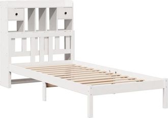 vidaXL Lit bibliothèque sans matelas blanc 90x200cm bois de pin massif Vidaxl