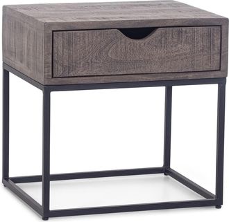 M&ouml;belando Nachttisch Samuel aus Massivholz Akazie in grau mit Einer Schublade. Abmessungen (BxHxT) 45x45x35 cm