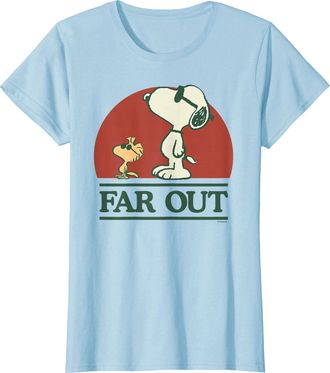 Peanuts Snoopy und Woodstock T-Shirt Schwarz Unisex Erwachsener Klassische Passform Kurzarm Crew-Kragen Medium