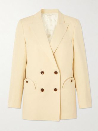 Blaz&eacute; Milano Savannah Everyday Doppelreihiger Blazer Aus Einer Leinen-seidenmischung - Gelb