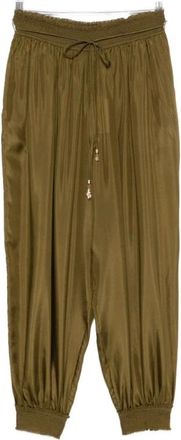 Zimmermann Pantalon Harem en soie Mahon - Femme - Pantalons - Vert - Taille: 38 FR