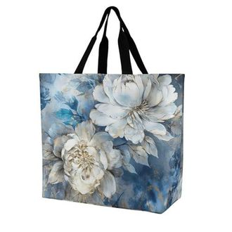 Generic Bleu Et Fleurs Sac A Main Femmes Grand Sacs Pliable Sac Cabas Pour Gym Plage Universit&eacute;
