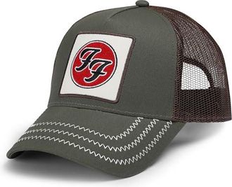 Amplified Casquette de baseball Trucker avec fermeture snapback r&eacute;glable, respirante, Foo Fighters - Olive-Braun, taille unique