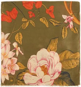 Au Printemps Paris Foulard &agrave; motif fleuri avec franges