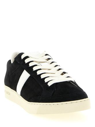 Tom Ford Mens Bicolor Leather Low Top Sneakers