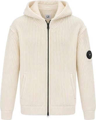 C.P. Company Lambswool GRS Full Zip Sweater - - Knitwear - Herren - Wei&szlig; - S