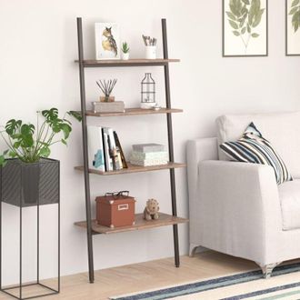 vidaXL Tag&egrave;re inclin&eacute;e &agrave; 4 niveaux Marron fonc&eacute; et noir 64x34x150,5cm Vidaxl