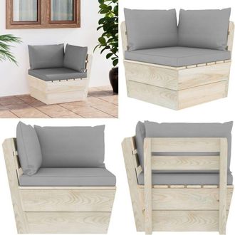 vidaXL Garten-Paletten-Ecksofa mit Kissen Impr&auml;gniertes Fichtenholz - Gartenm&ouml;bel - Palettenm&ouml;bel - Outdoor M&ouml;bel - Eckcouch - Lounge Set - Home & Living