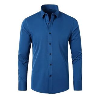 Generic Chemise habill&eacute;e &agrave; manches longues pour homme adulte - Coupe classique - Coupe formelle - Revers boutonn&eacute; - Coupe droite - Pour le travail et le burea