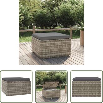 vidaXL vidaXL Rattan - Gartenhocker mit Kissen Grau 55x55x30 cm Poly Rattan