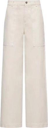 Moncler Femme, Pantalons, Beige, Taille: 38 FR Wide Pantalons L1 093 2A00003 5999H 2OF