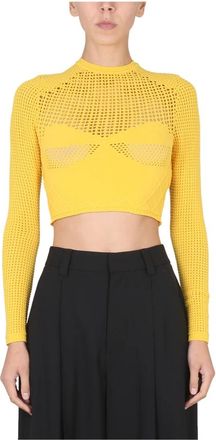 AMBUSH Ambush, Femme, Pulls, Jaune, Taille: 40 FR Crochet Hearts Knit Crew Neck