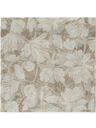 Brunello Cucinelli Seidenschal mit Blumen-Print - Nude