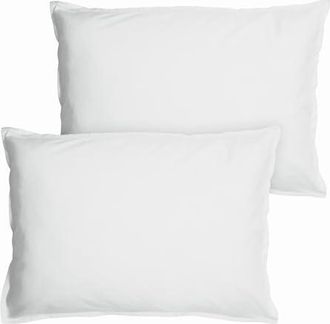 Matt & Rose Taies doreiller 50x70 cm Lot de 2 Unies &agrave; Volant Coton LAV&Eacute; | 100% Coton Lav&eacute; | Oeko-TEX | Blanc