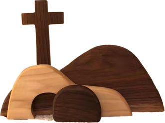 Generic Auferstehungs-Dekoration - Handwerkszene aus Holz mit leerem Grab, christliches Zeichen zur Feier des auferstandenen Jesus, religi&ouml;ses dekoratives Tab