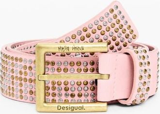 Desigual Masha Popova - Ceinture en cuir clout&eacute; - Rose