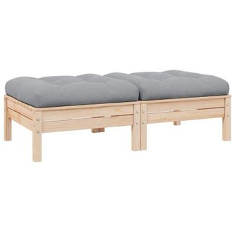 vidaXL Canap&eacute; 2 places de jardin et coussins gris Bois de pin solide Vidaxl