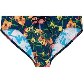 HOM Slip de Bain Flamingo Swim Briefs, Imprim&eacute; flamand Rose Fond Marine, L Mens