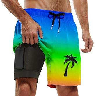 Generic Maillot de bain d&eacute;t&eacute; &agrave; manches courtes pour homme avec imprim&eacute; animal Capybara Mental State, bleu, XXL