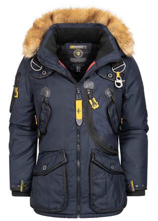 Geographical Norway Agaros Men - Warmer Parka Mann Herbst Winter - Breiter Mantel Wasserdicht Wasserabweisend Kapuze - Warme Jacke Windbreaker Jacke Männer - (Marine XXL)