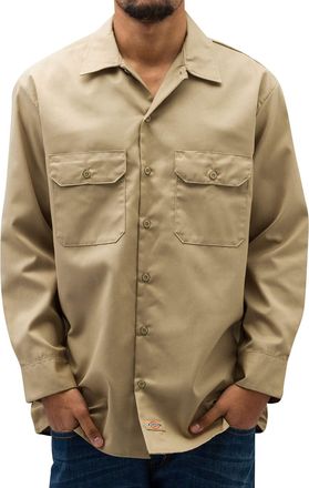 Dickies Herren Langärmeliges Arbeitshemd Hemd, Beige (Khaki), 2X Haut