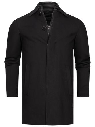Indicode Herren INBenyome Kurzmantel mit verdecktem Reißverschluss | Wollmantel für Männer Black, XXL