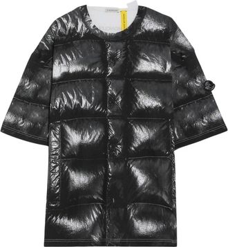 Moncler Homme, Tops, Noir, Taille: S Top matelass&eacute; &agrave; manches courtes avec finition brillante