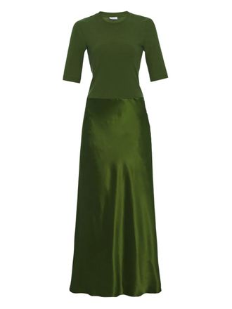 Rosetta Getty robe en satin à coupe longue - Vert
