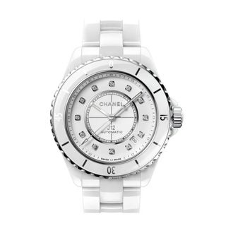 Chanel Femme, Accessoires, Gris, Taille: ONE Size Donna - H5704 - Chanel J12 Quartz 33 Mm - Cadran blanc + Diamants