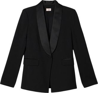 Oltre Femme, Vestes, Noir, Taille: 46 FR Blazer en tissu cr&ecirc;pe