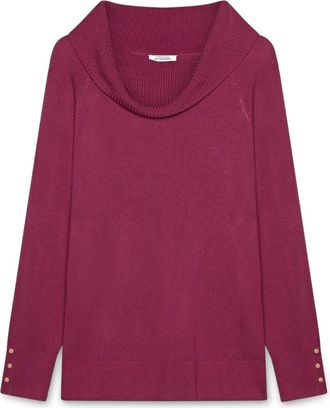 Fiorella Rubino Femme, Pulls, Rouge, Taille: 44 FR Pull Col Roul&eacute; avec Boutons aux Poignets