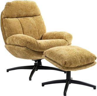 M&S Collection M&s - Fauteuil et repose pied en tissu moutarde chiné - atlas