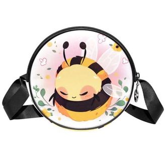 Generic Petit sac &agrave; bandouli&egrave;re Circle pour femme, petit sac &agrave; bandouli&egrave;re avec fermeture &eacute;clair, bretelles r&eacute;glables, sac &agrave; main rond d&eacute;contract&eacute; pour femmes