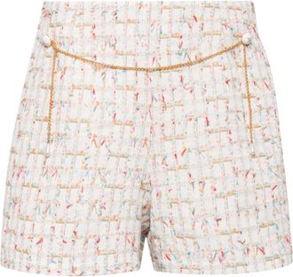 Edward Achour Paris Jeans-Shorts mit Kettendetail - Weiß