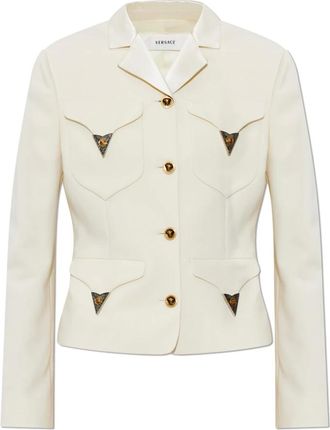 Versace Femme, Vestes, Beige, Taille: 40 FR Blazer Avec Appliqu&eacute;s