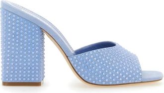 PARIS TEXAS Femme, Chaussures, Bleu, Taille: 36 EU Mules &agrave; Talons Bloc Orn&eacute;es